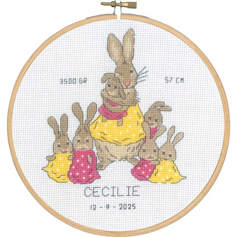 Rabbit Birth Sampler Cross Stitch Kit by Permin – The Happy Cross Stitcher