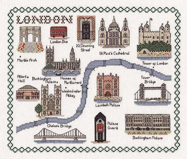 London Map Cross Stitch Kit by Classic Embroidery – The Happy Cross ...