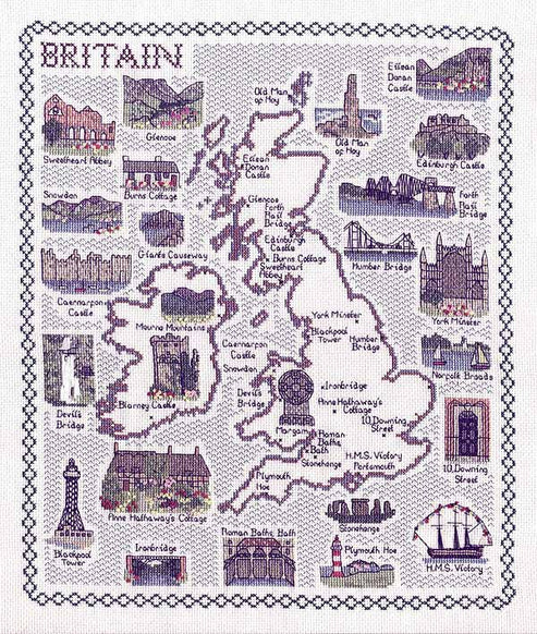 Britain Map Cross Stitch Kit by Classic Embroidery – The Happy Cross ...